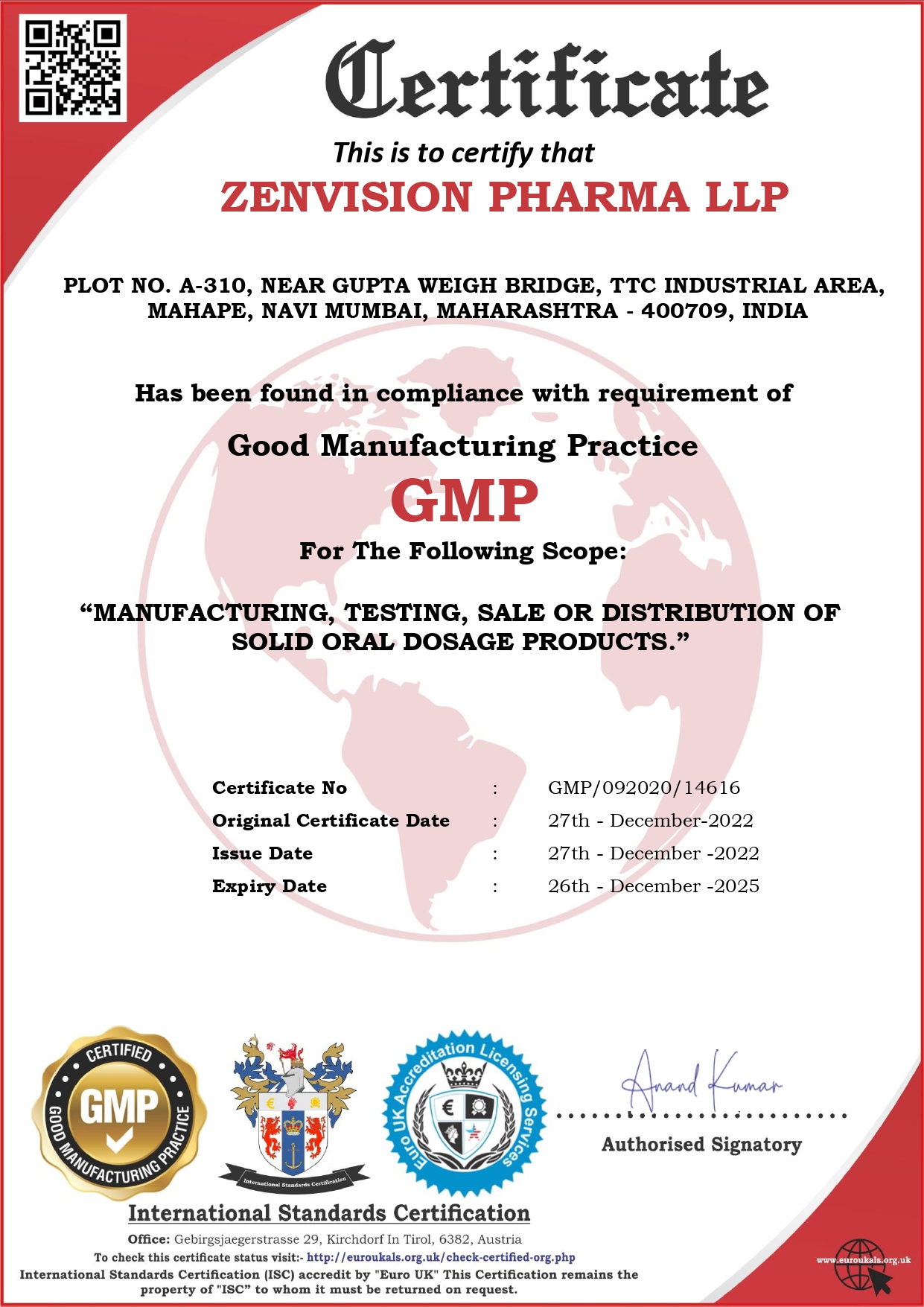 Accreditations - Zenvisionpharma